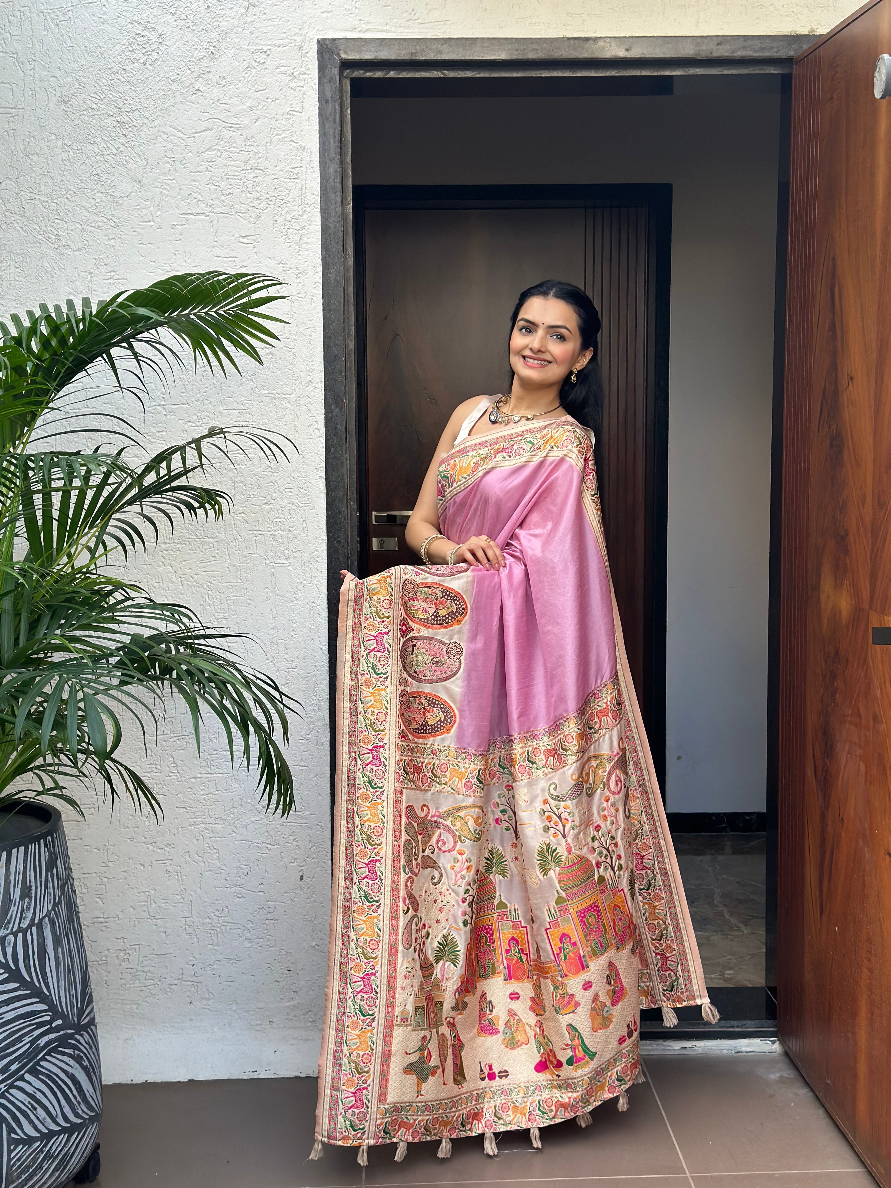Buy Raani Rang Saree – Pastel Pink Royal Jacquard Saree