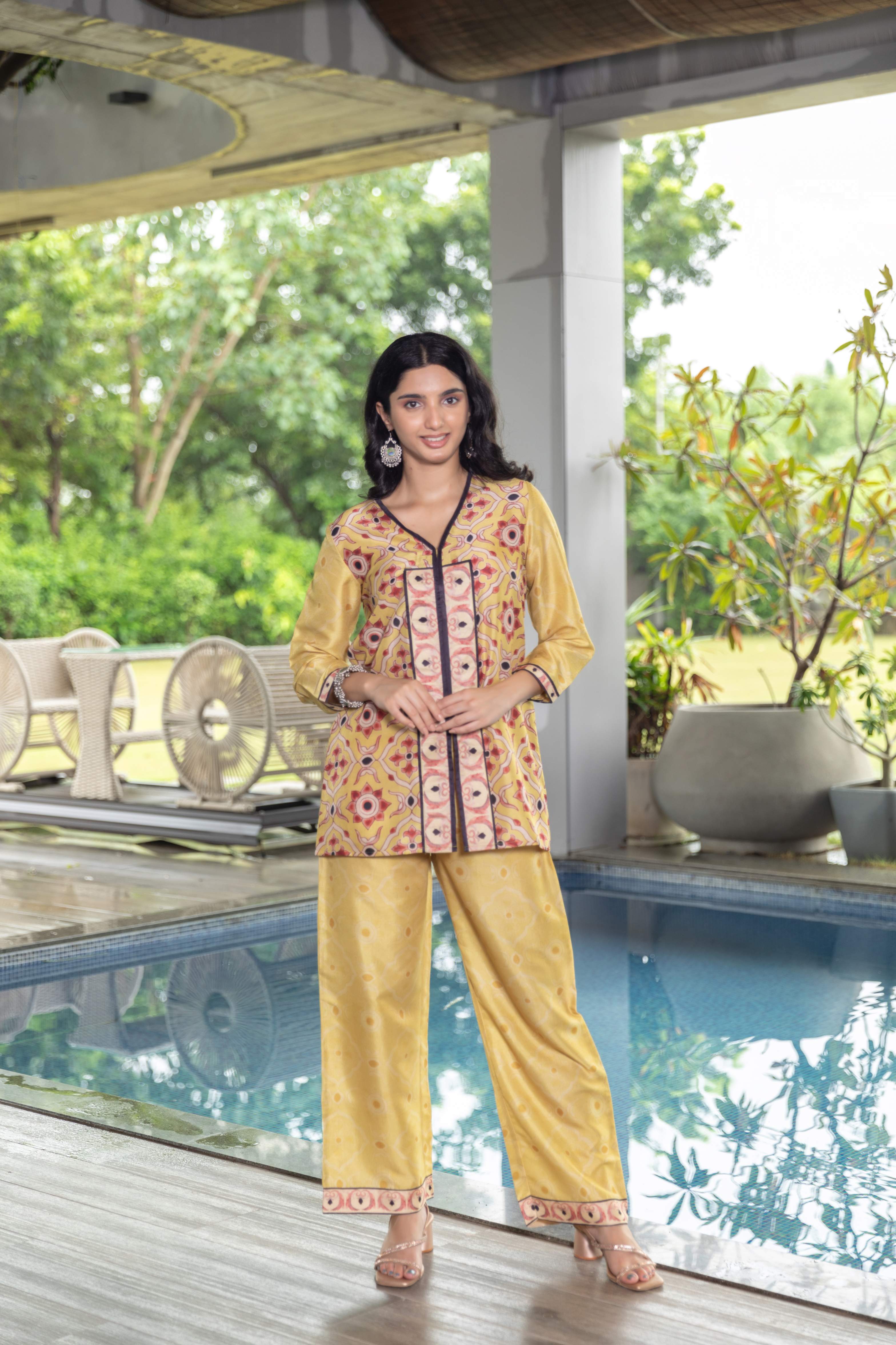 Buy Yellow Mellow Coord Set online | Soft Silk Co Ord Sets